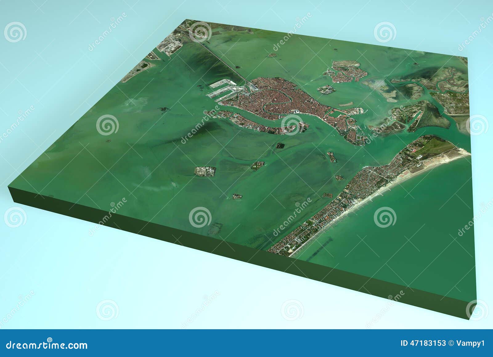 Satellite Map Of Venice And Surrounding Areas. Veneto, Italy. Vector ...