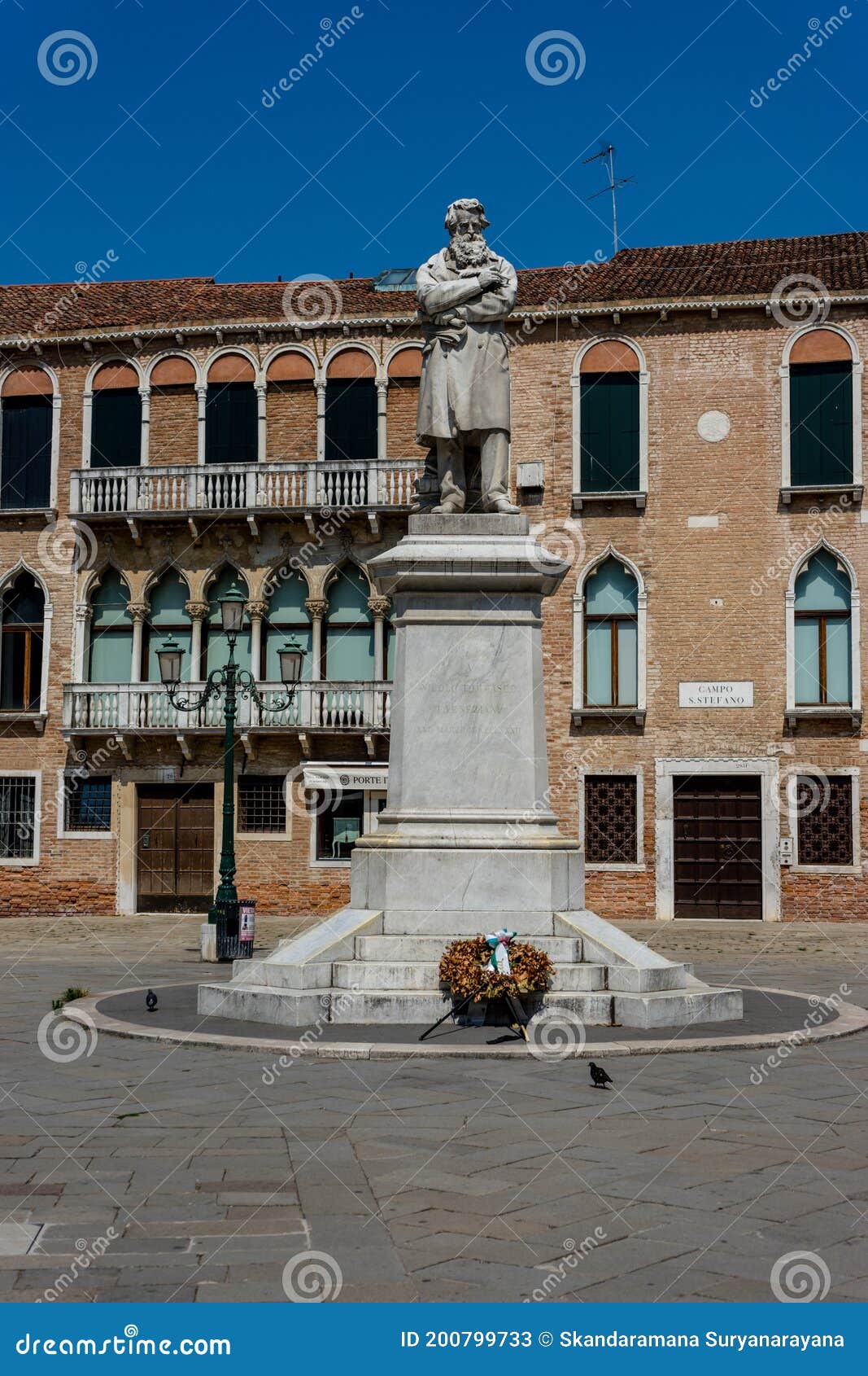 Venice, Italy - 01 July 2018: the Santo Stefano Statue in Venice, Italy ...