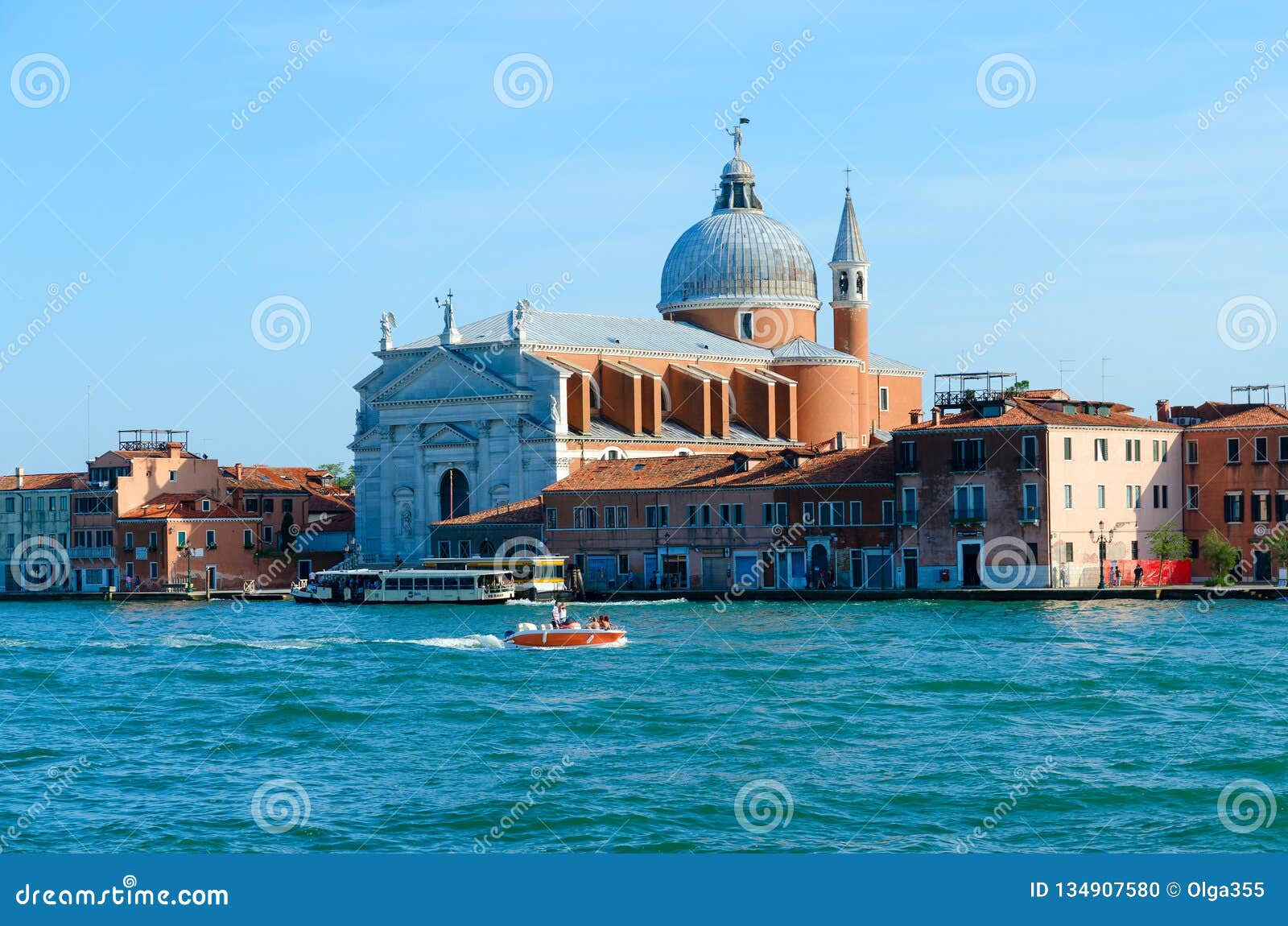 View of Church Il Redentore on Embankment of Giudecca Island, Venice ... View of Church Il Redentore on Embankment of Giudecca Island, Venice ...