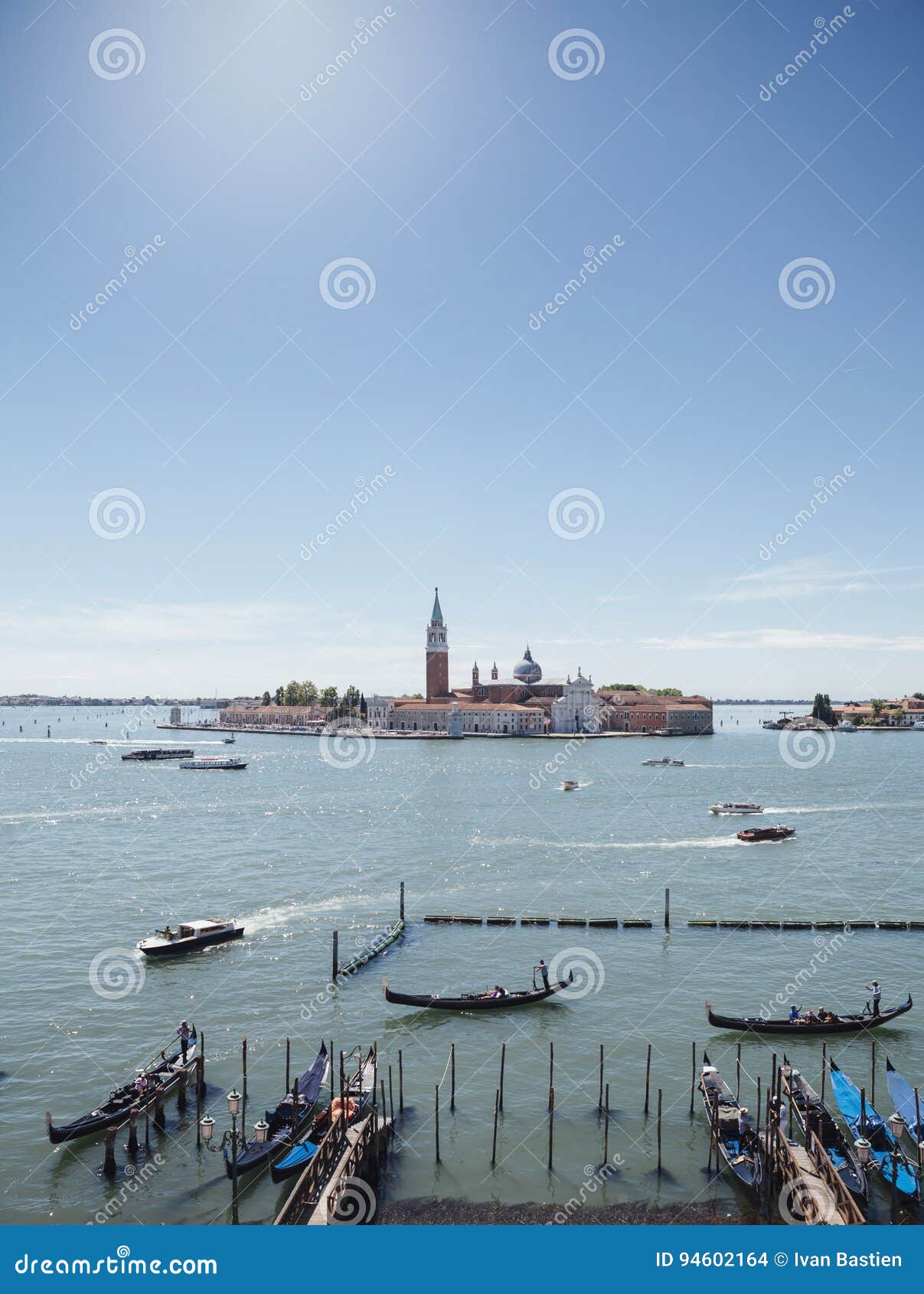 Venice Lagoon Under Blue Sky in Italy Stock Photo - Image of pier ...