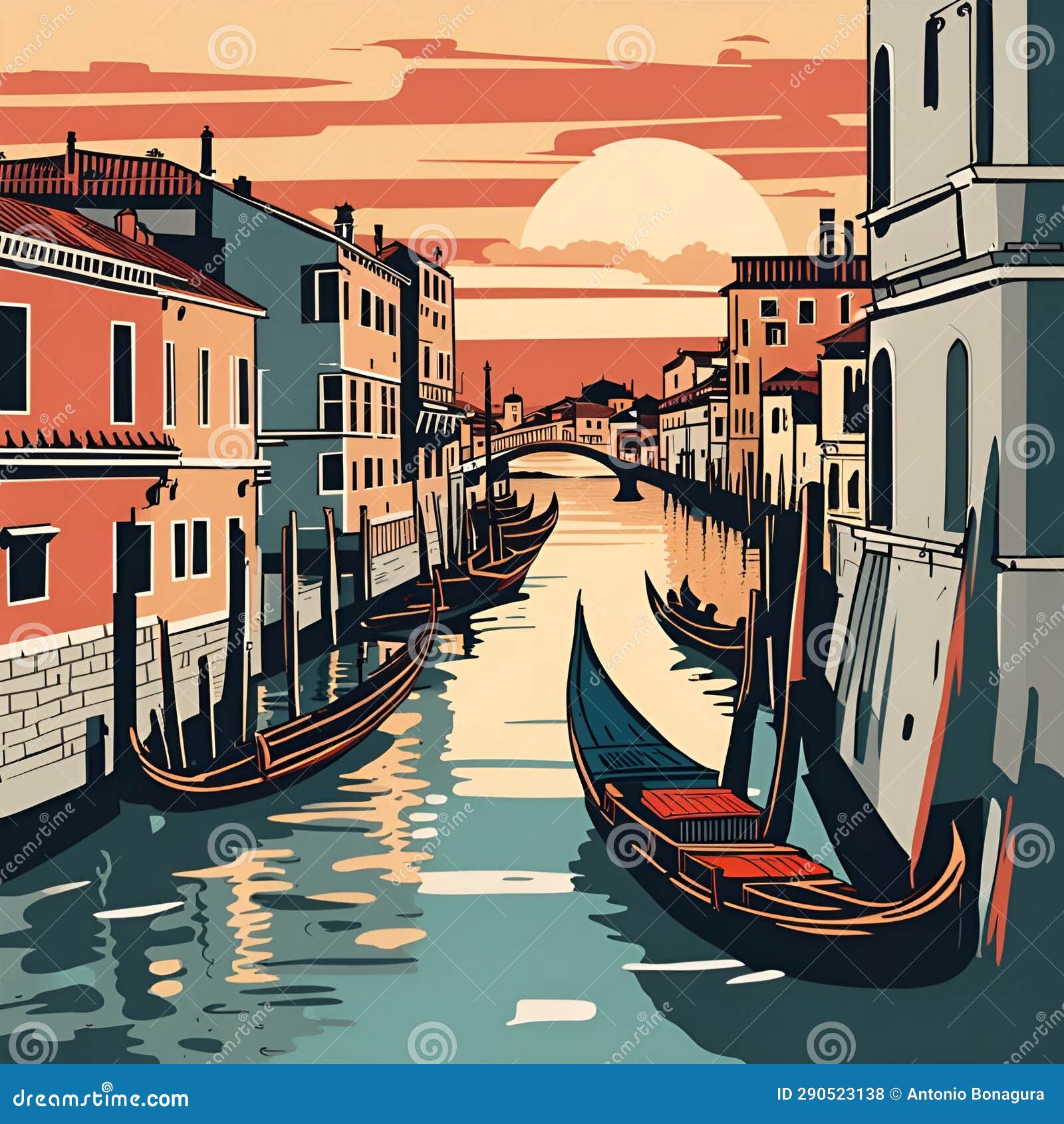 Venice Landscape. Travel Italy Wallpaper Vector Illustration ...