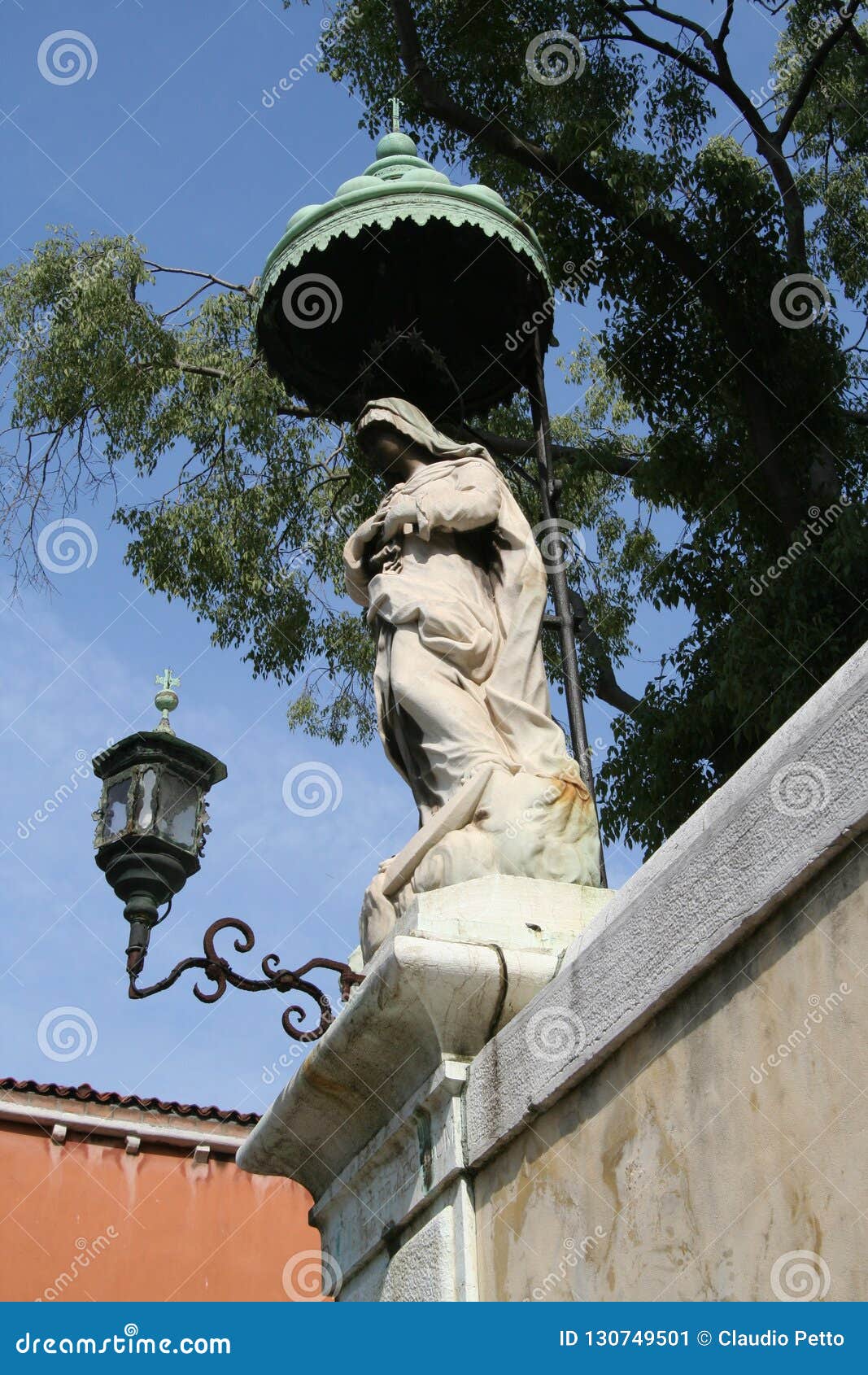 Venice, Statue with Canopy and Lamp Post Stock Image - Image of history ...