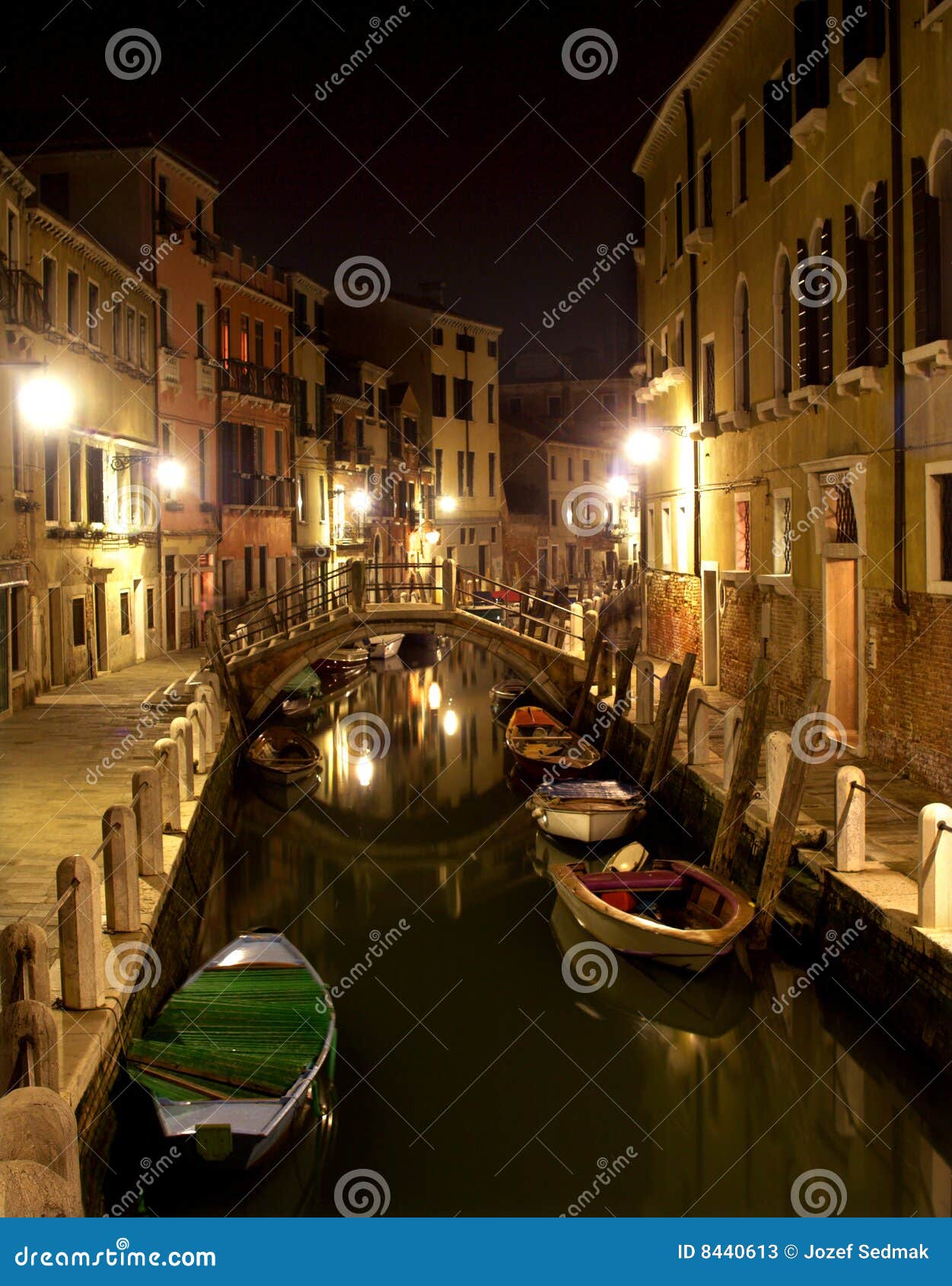 Venice in night stock image. Image of bridge, street, gondola - 8440613