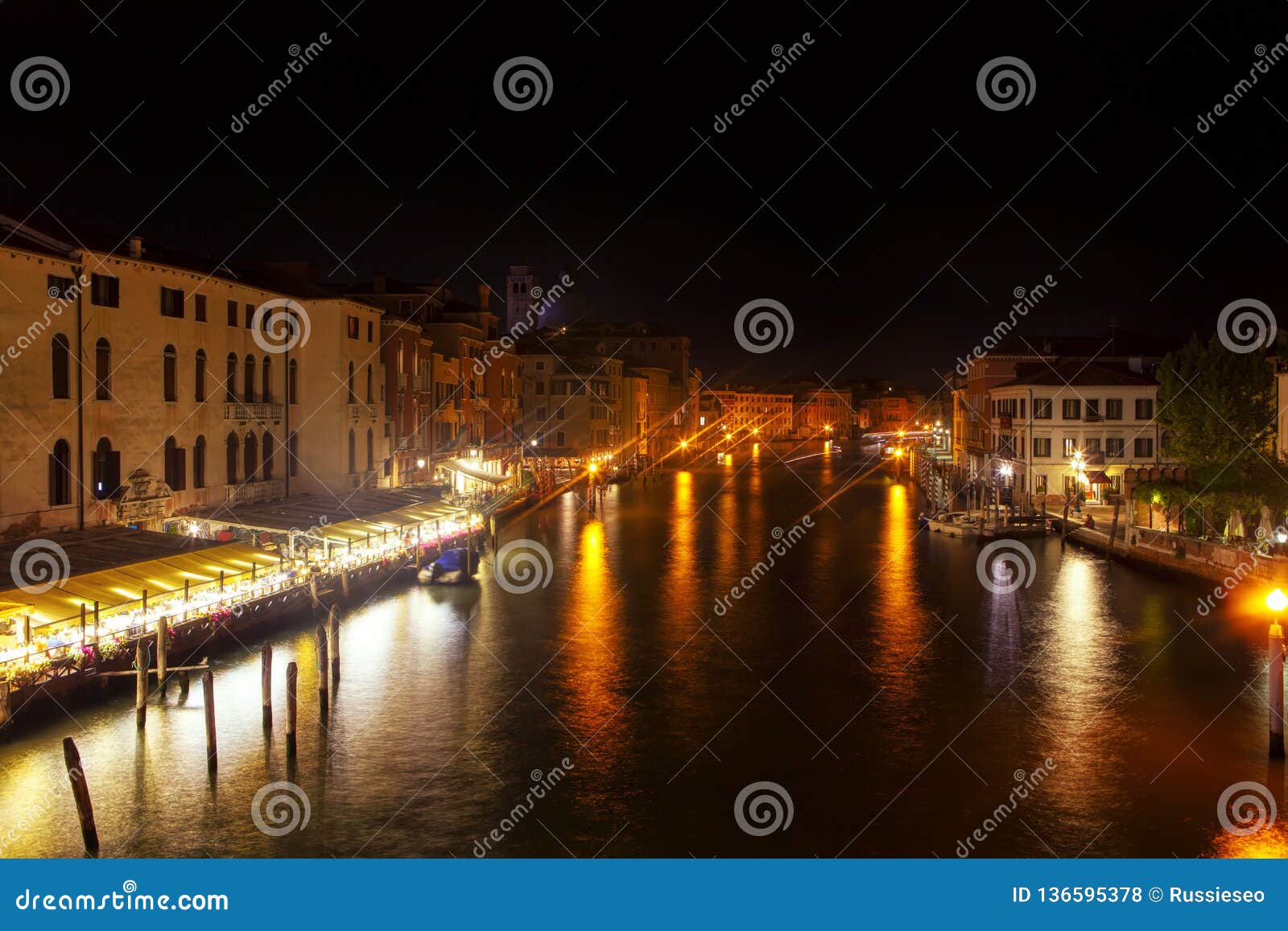 Venice in the night stock photo. Image of seaside, historic - 136595378