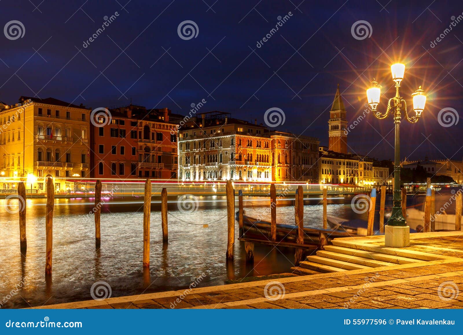 Venice at night. stock photo. Image of night, architecture - 55977596