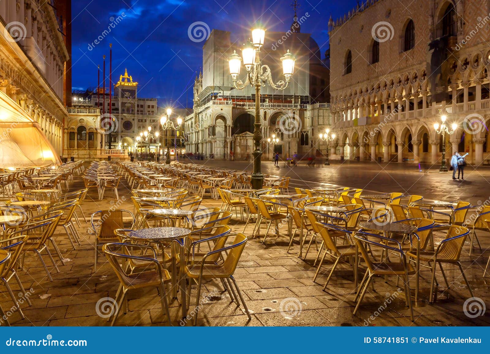 Venice. Piazza San Marco at Night. Stock Image - Image of lights, place ...