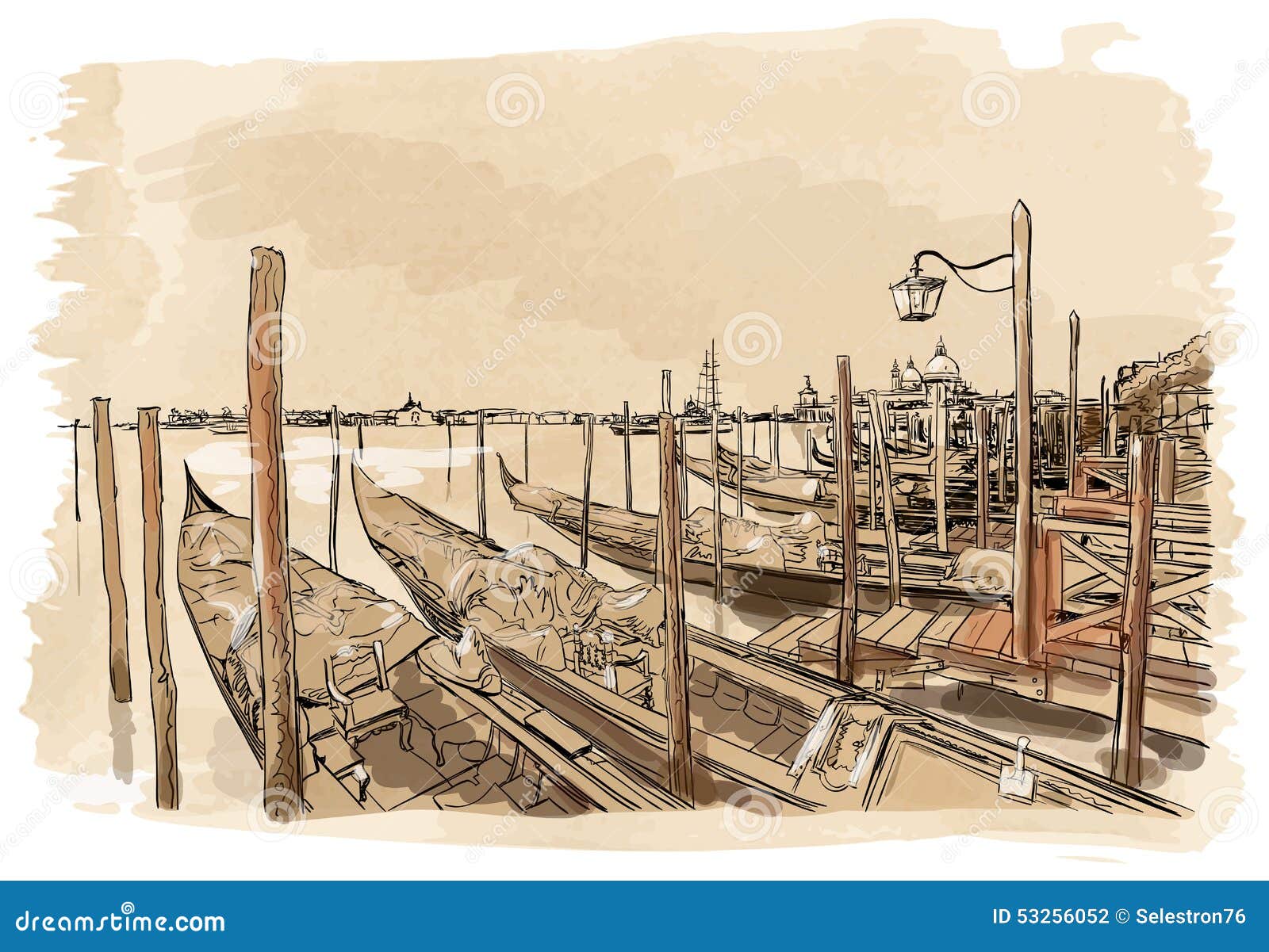 Venice. Quay Piazza San Marco Cartoon Vector | CartoonDealer.com #53394639