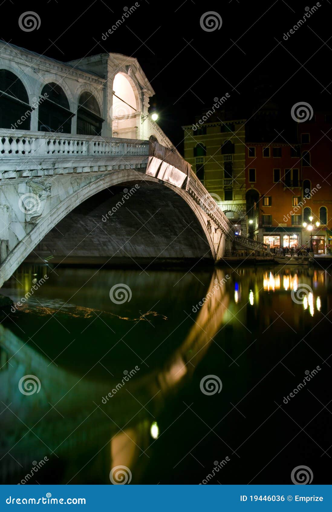 Venice, Rialto Bridge at Night, Italy Stock Photo - Image of channel ...