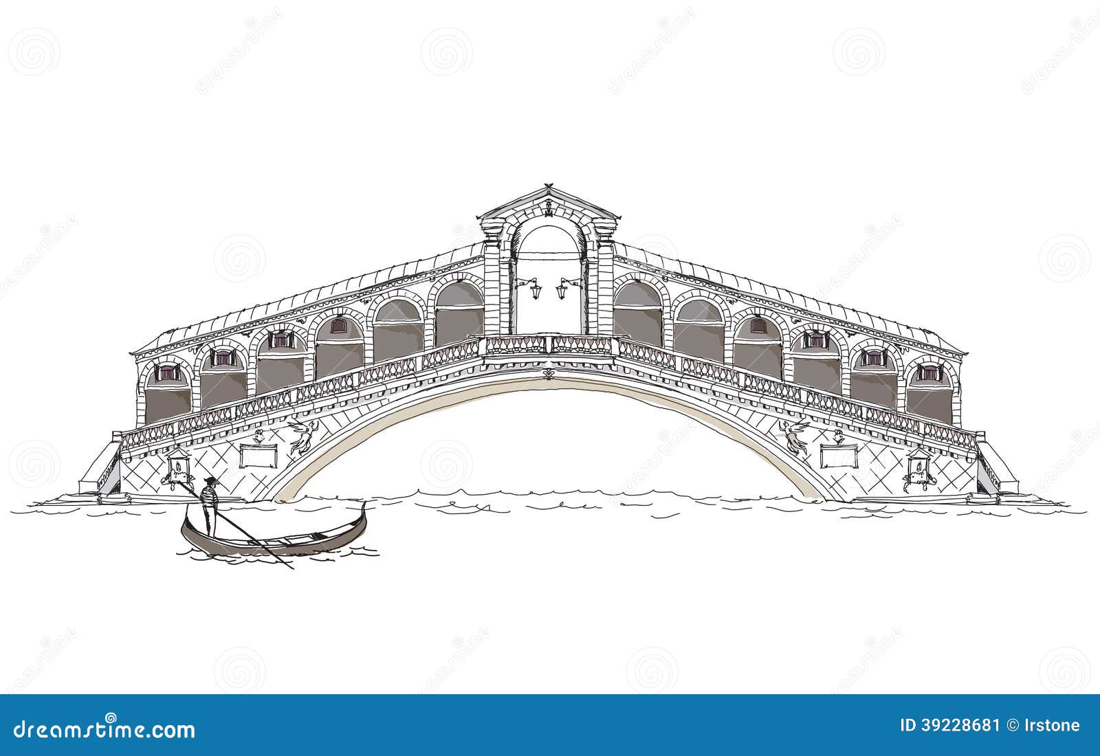 Venice Sketch Collection, Bridge Of All Lovers Stock Vector ...