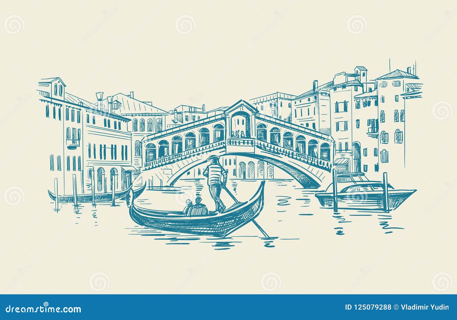 Venice Hand Drawing Vector Illustration Prato Della Valle ...
