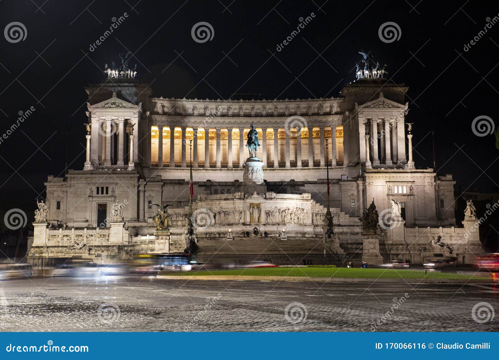 Venice Square in Rome and City Traffic Stock Photo - Image of piazza ...