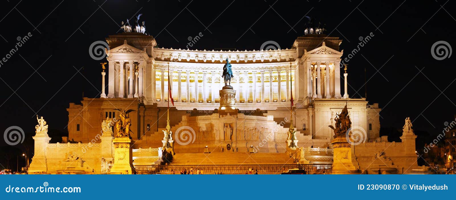 Venice Square in Rome . Night View. Italy Stock Photo - Image of ...
