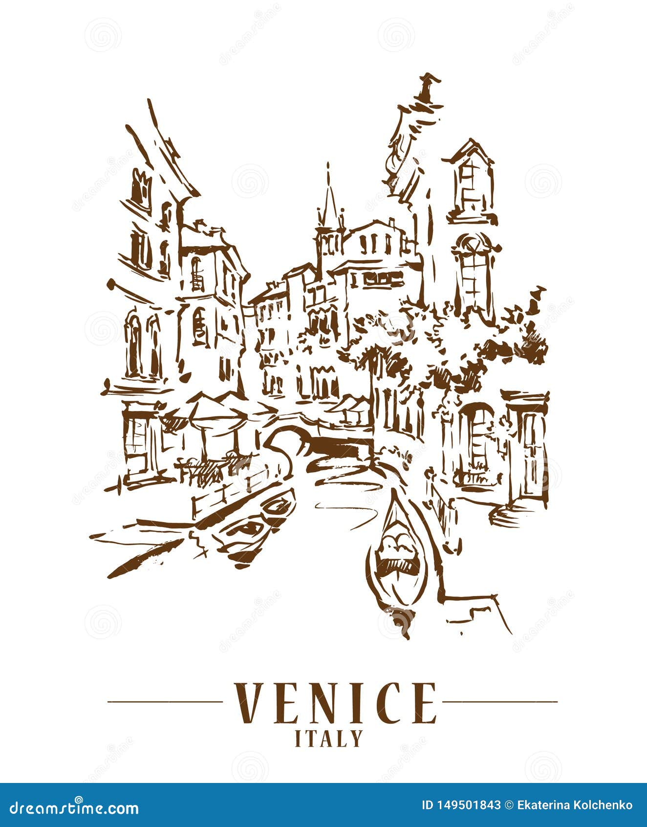 Venice vector illustraton stock vector. Illustration of canal - 149501843