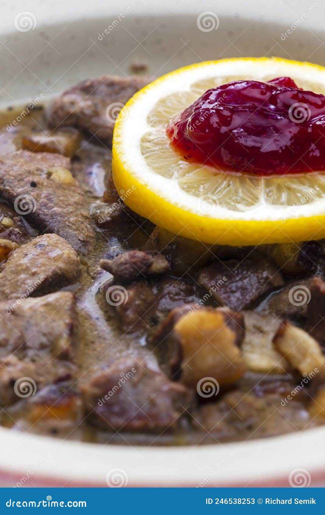 Venison Goulash with Lemon and Cranberries Stock Image - Image of food ...