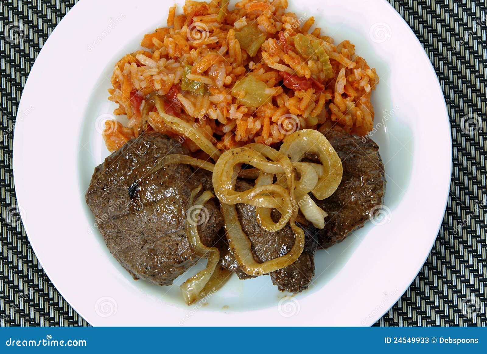 Venison steak and rice stock image. Image of food, game - 24549933