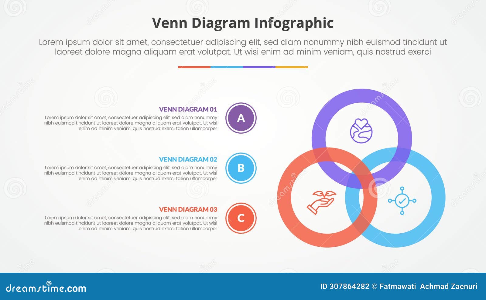 Venn Diagram Infographic Concept for Slide Presentation with Outline ...