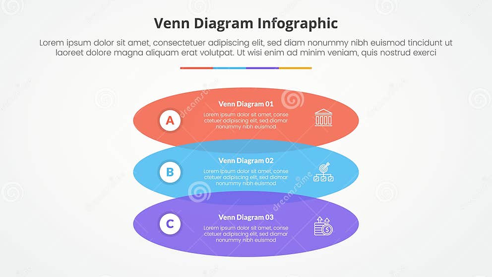 Venn Diagram Infographic Concept for Slide Presentation with Round Oval ...
