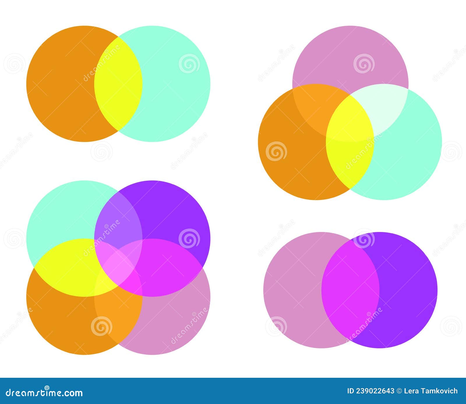 Venn Diagram Infographic Template. Two, Three and Four Circles. Stock ...