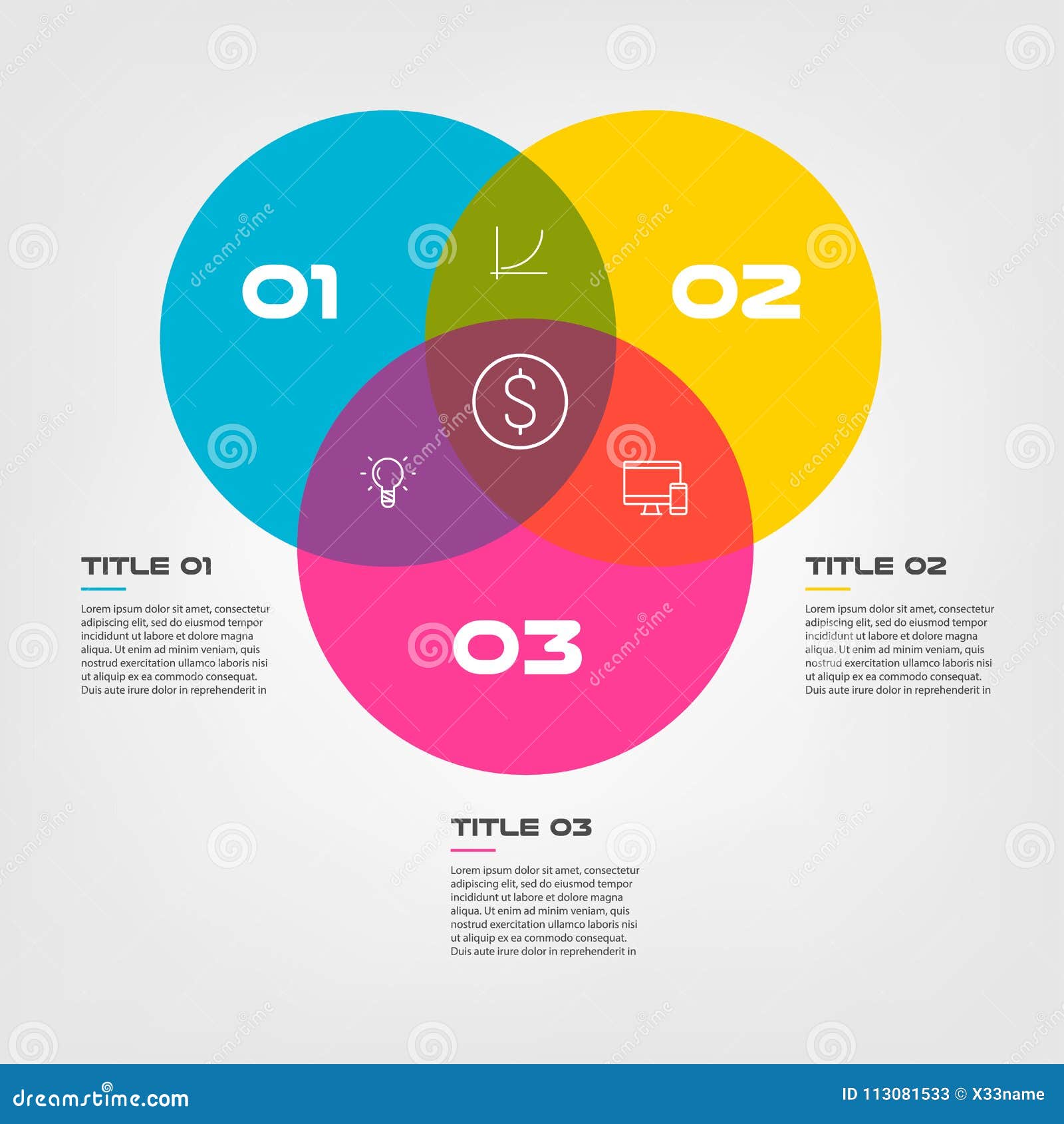 Venn Diagram Color Round Set. Three, Four Intersected Circle ... Venn Diagram Color Round Set. Three, Four Intersected Circle ...