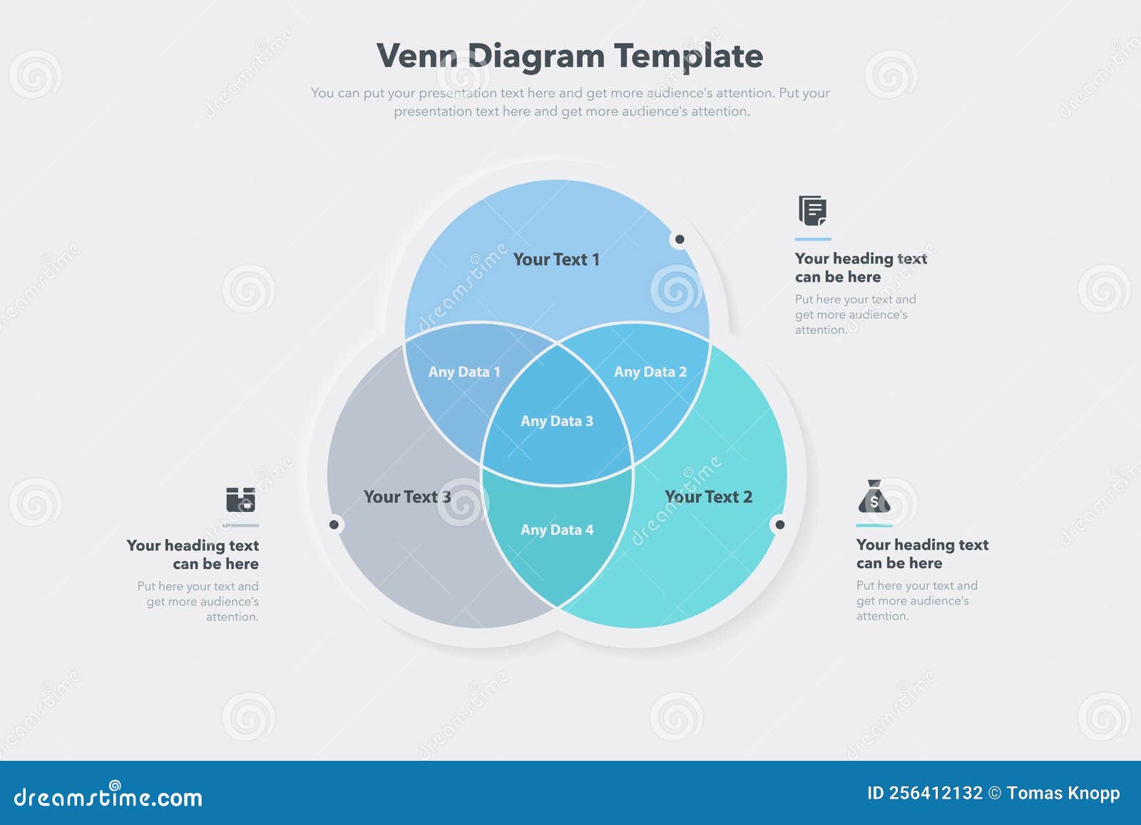 Venn Diagram Template with Three Ways and Place for Your Content Stock ...