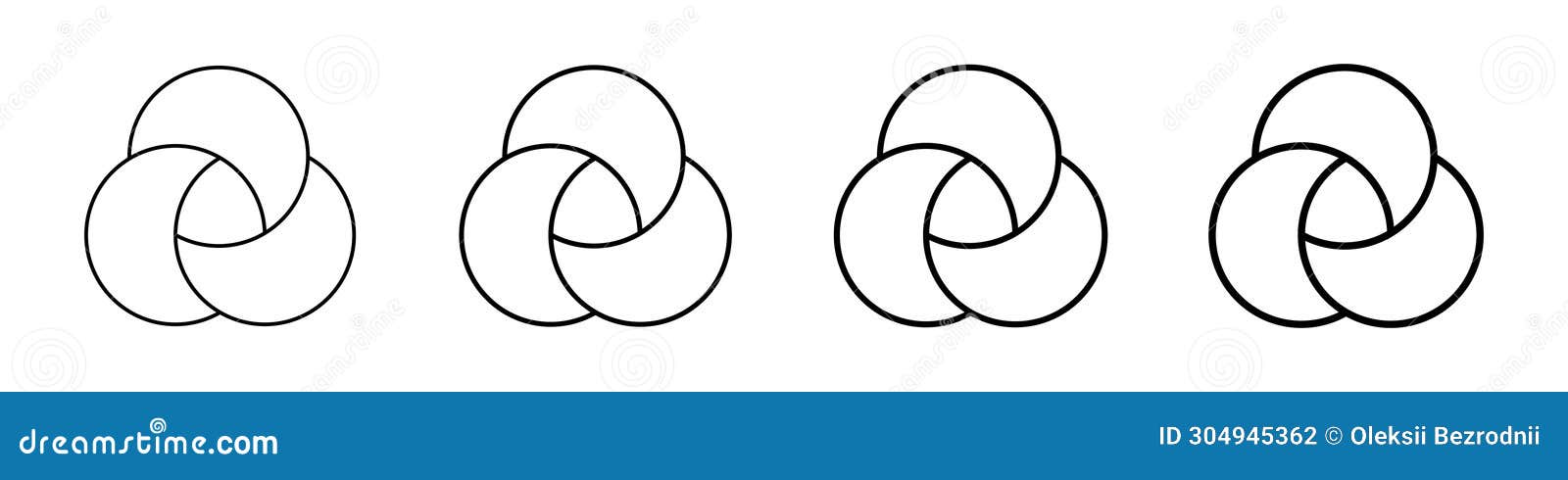 Venn Diagram Wire Frame Three Overlapping Circles Chart Stock ...