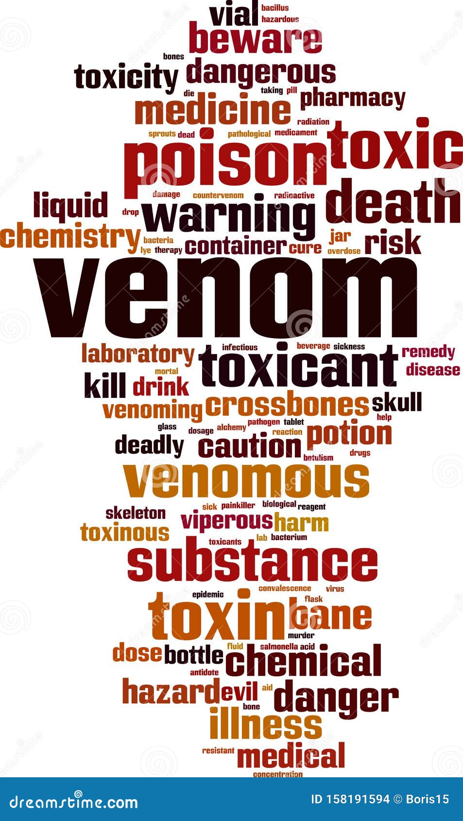 Venom word cloud stock vector. Illustration of toxicity - 158191594