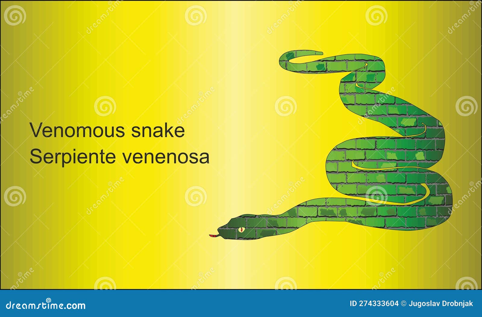 Venomous Snake On A Brick Wall Illustration 274333604 - Megapixl