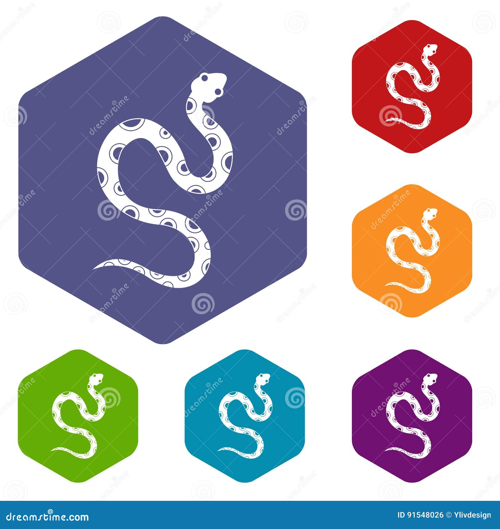 Venomous Snake Icons Set Hexagon Stock Vector - Illustration of design ...