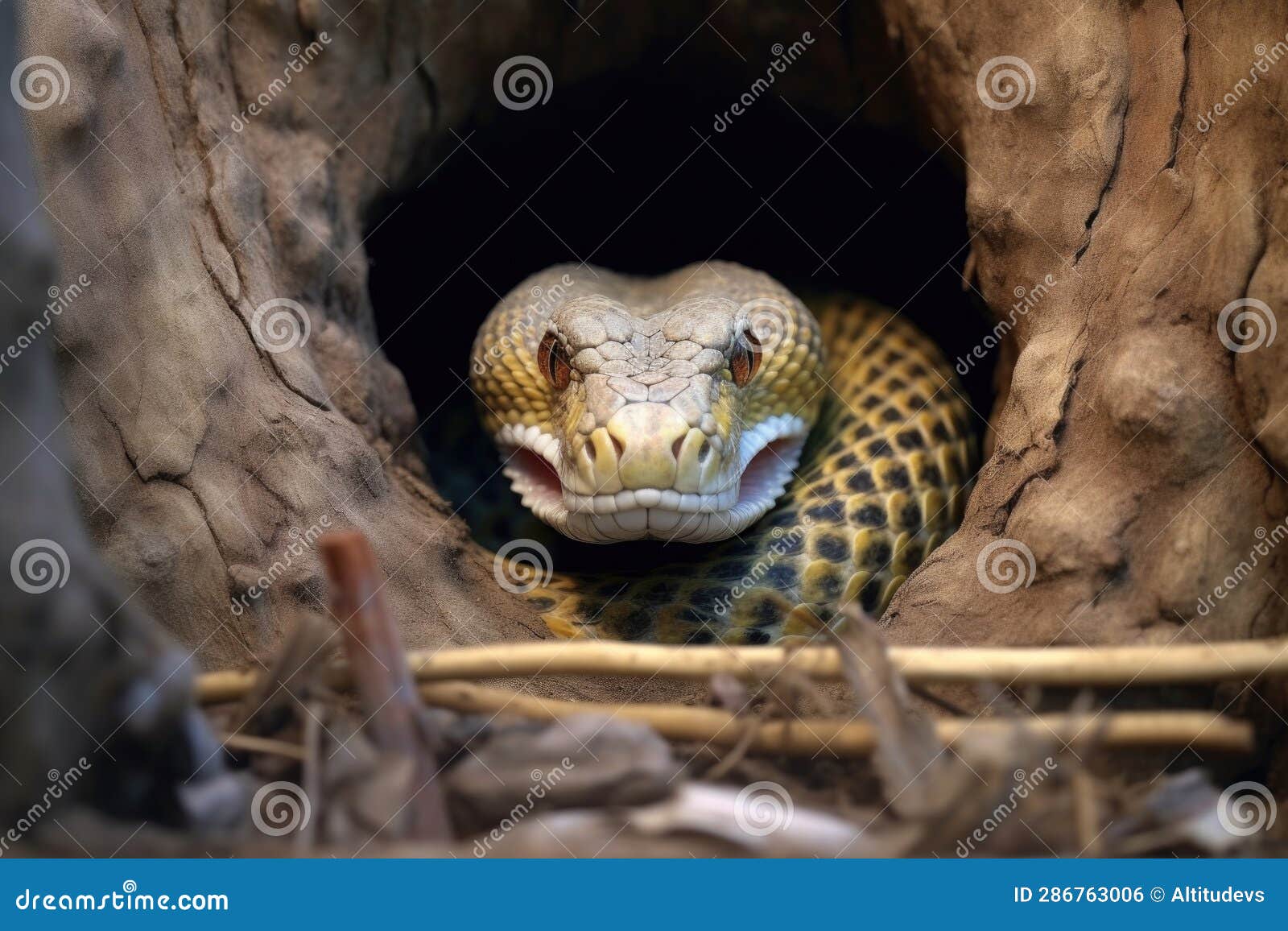 Venomous Snake in a Secure, Well-marked Enclosure Stock Photo - Image ...