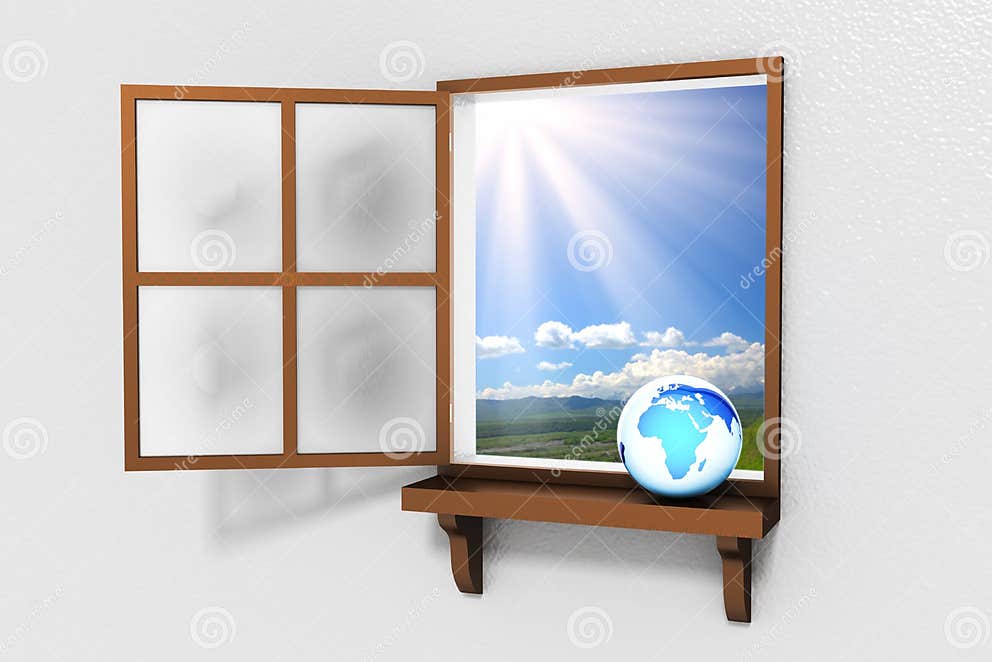 Venster aan de Wereld stock illustratie. Illustration of ontwerp - 19966267