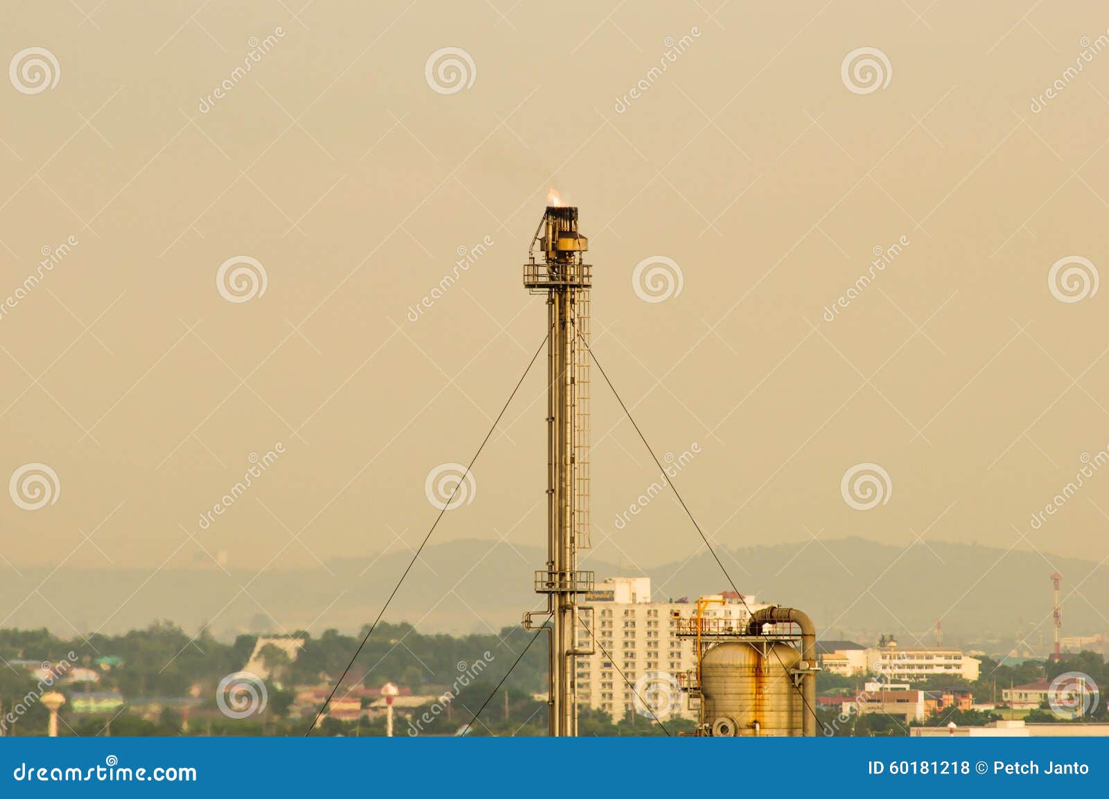 Vent Stack Oil Refinery Industry in the Country Stock Photo - Image of ...