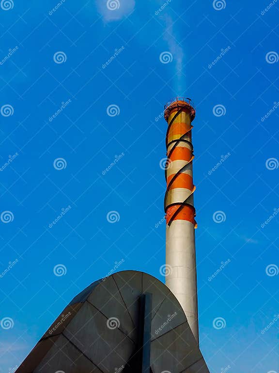Vent Stack Red and White Color Blue Sky Stock Image - Image of concrete ...