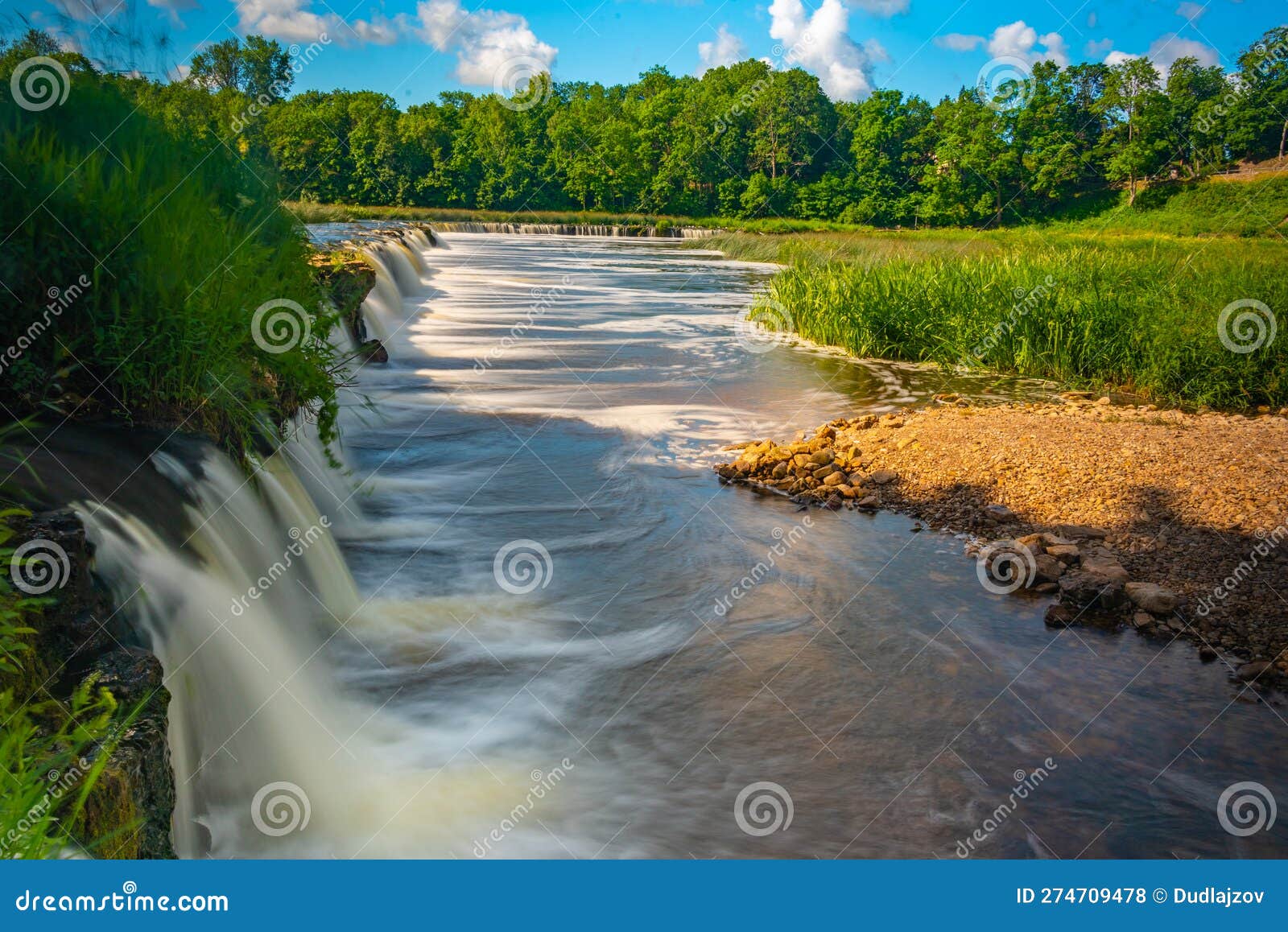 Venta Waterfall at Latvian Village Kuldiga Stock Photo - Image of ...