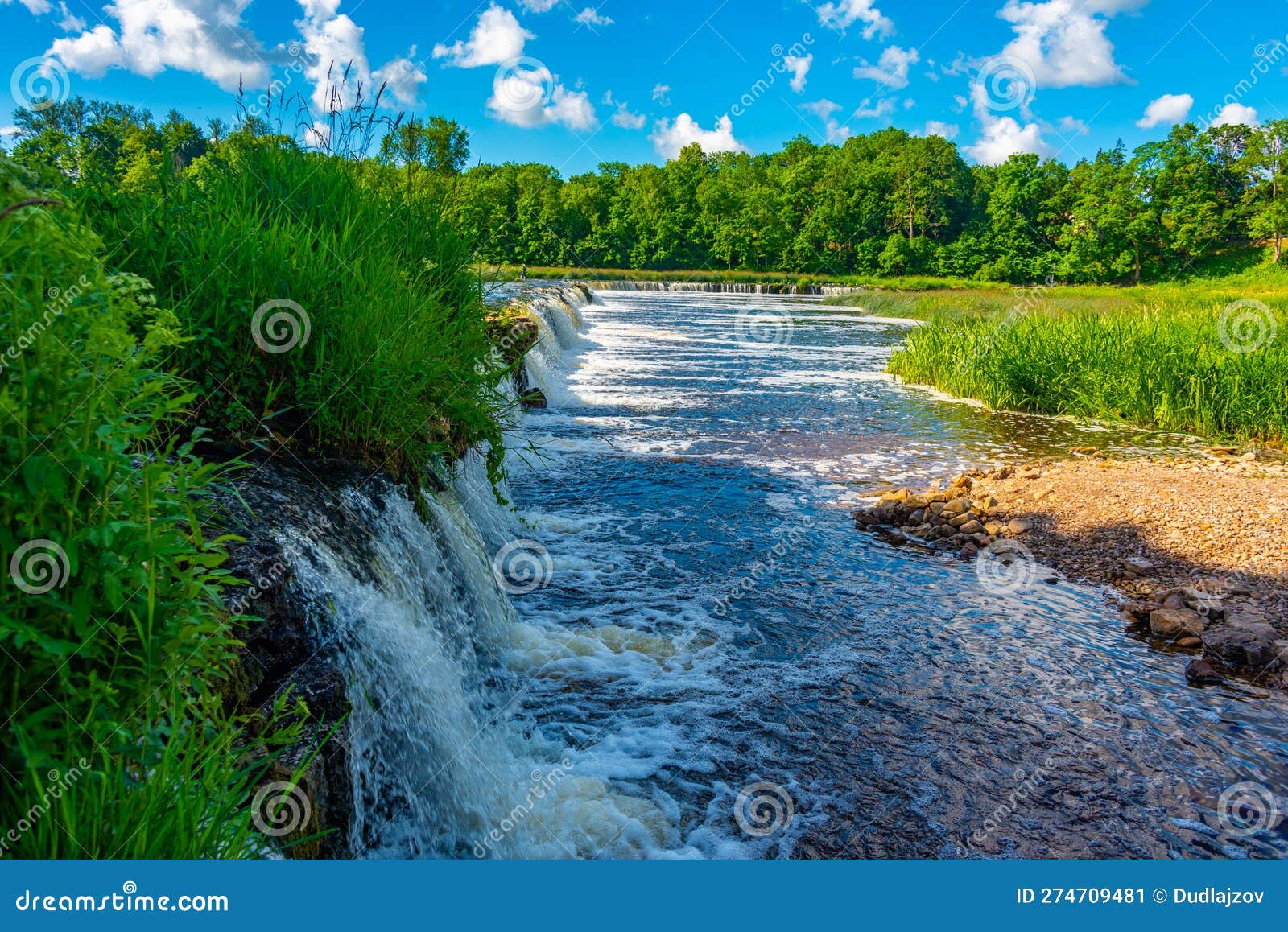 Venta Waterfall at Latvian Village Kuldiga Stock Image - Image of river ...