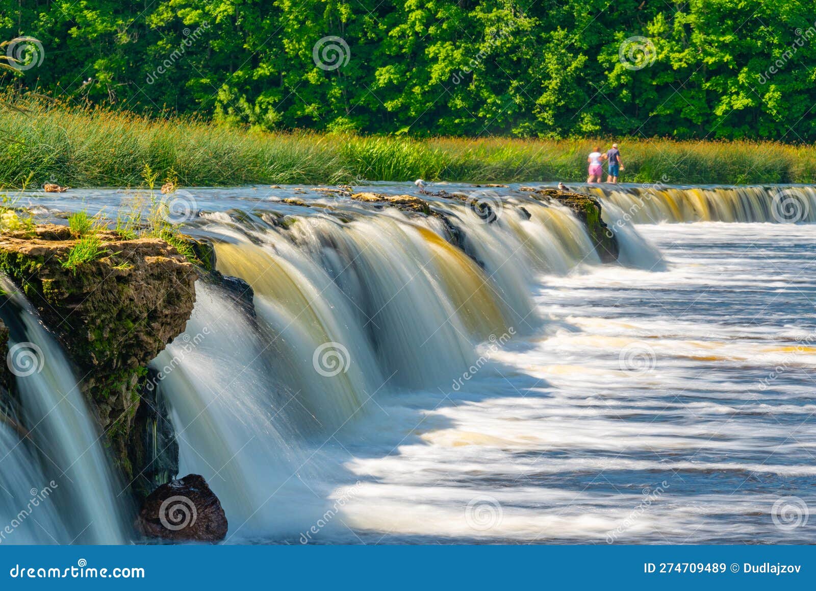 Venta Waterfall at Latvian Village Kuldiga Stock Image - Image of green ...