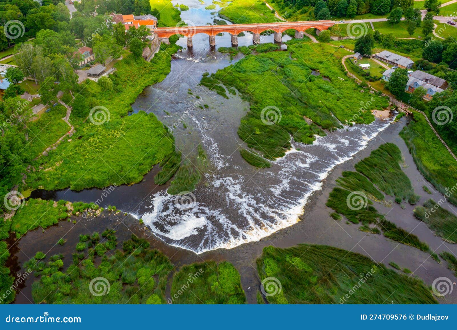 Venta Waterfall at Latvian Village Kuldiga Stock Photo - Image of ...