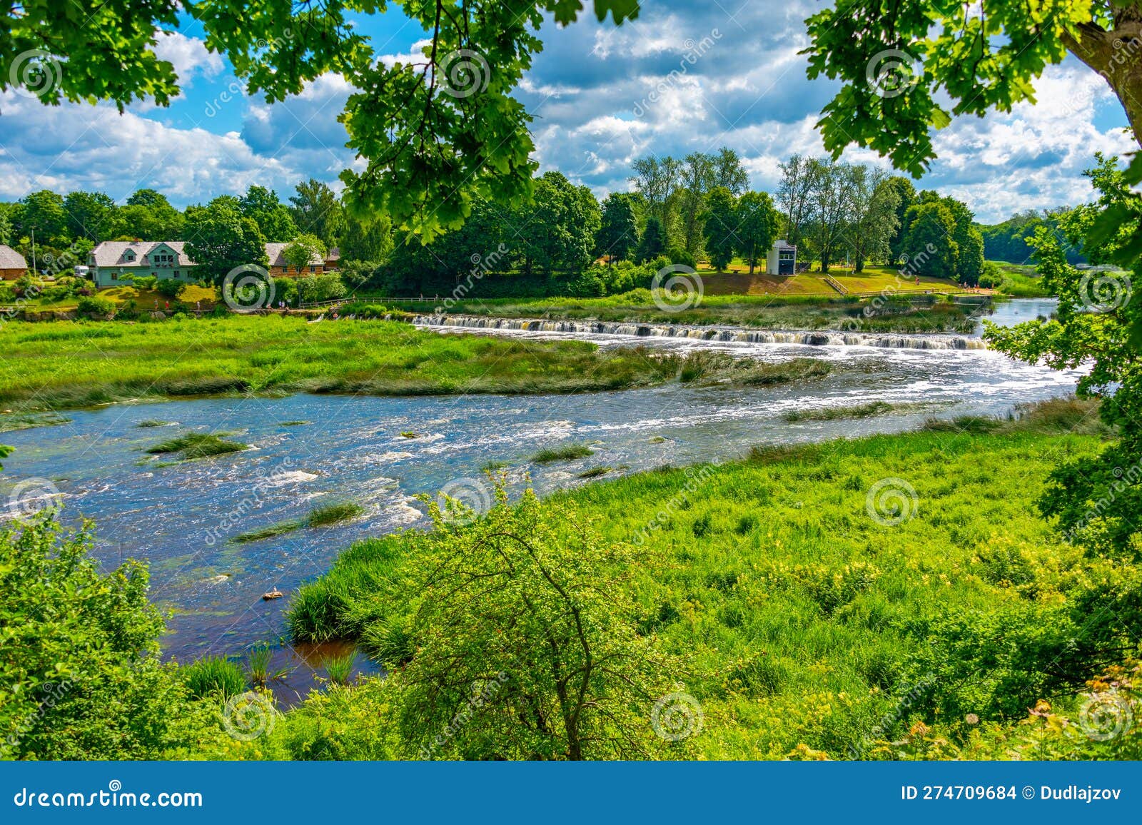 Venta Waterfall at Latvian Village Kuldiga Stock Photo - Image of ...