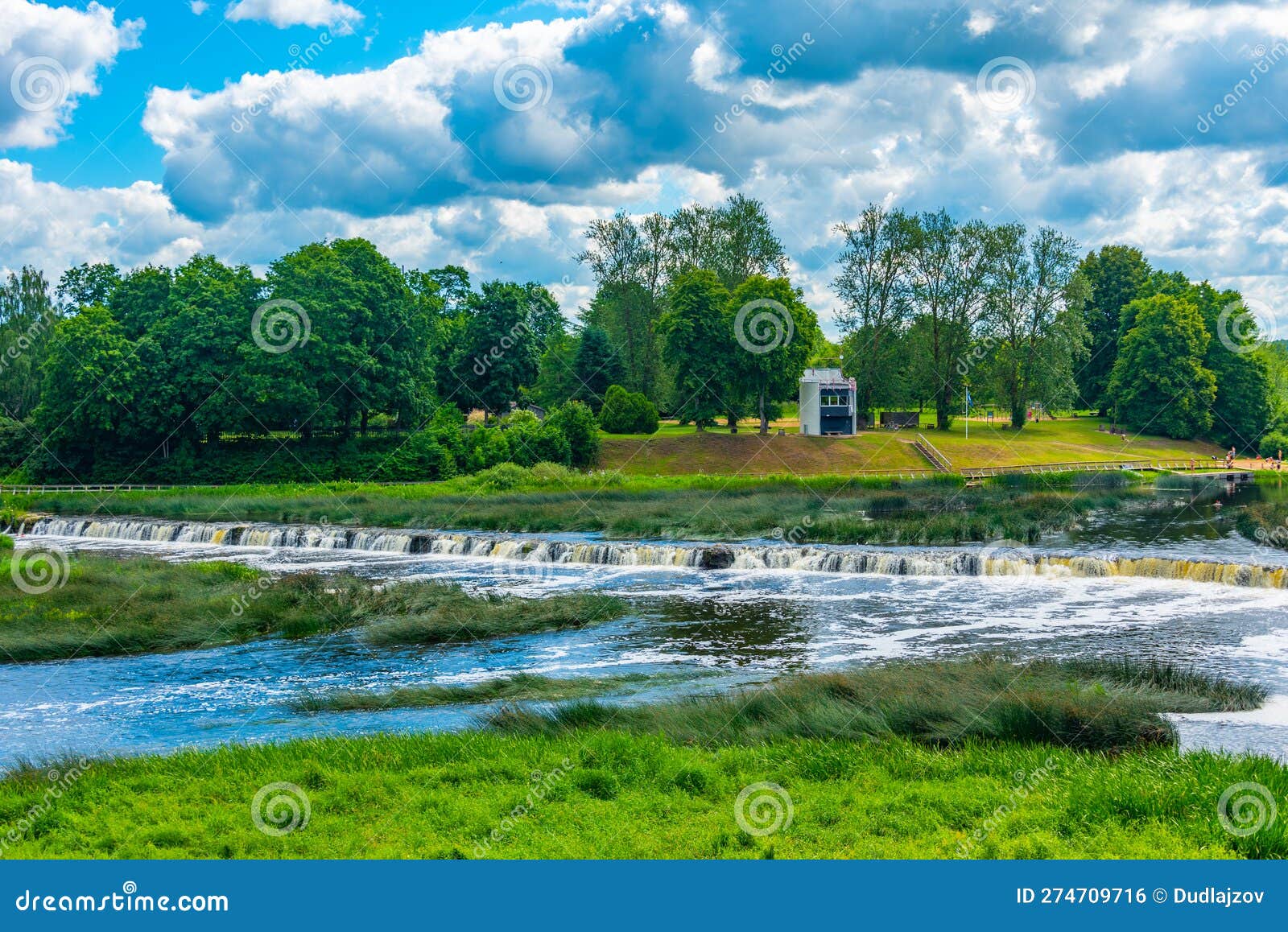 Venta Waterfall at Latvian Village Kuldiga Stock Photo - Image of stone ...