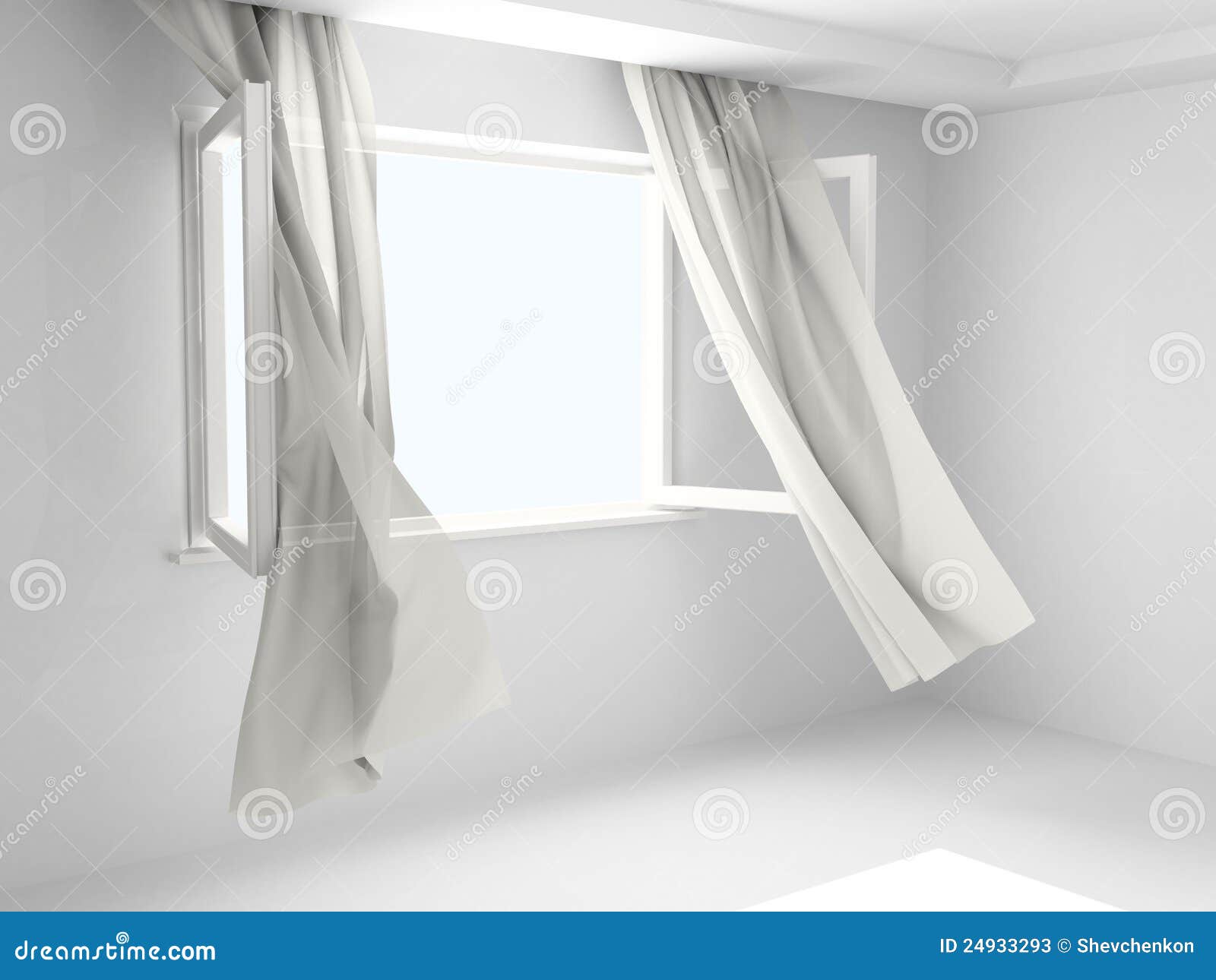 Ventana Abierta Con Las Cortinas Stock de ilustración - Ilustración de ...