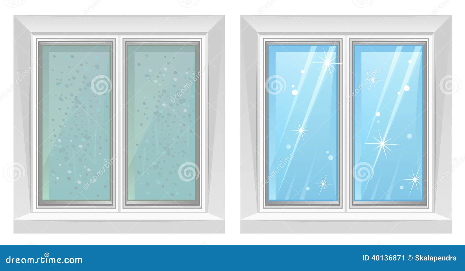 Ventana limpia y sucia ilustración del vector. Ilustración de fondo ...