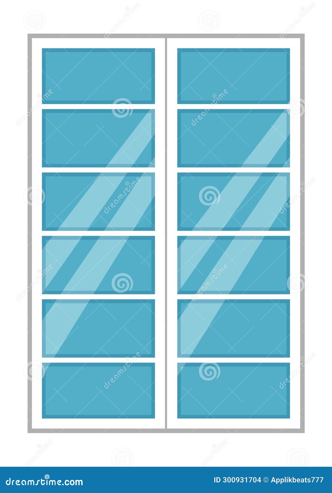 Ventana Rectangular Con Reflejo De Cristal Azul Ilustración del Vector ...
