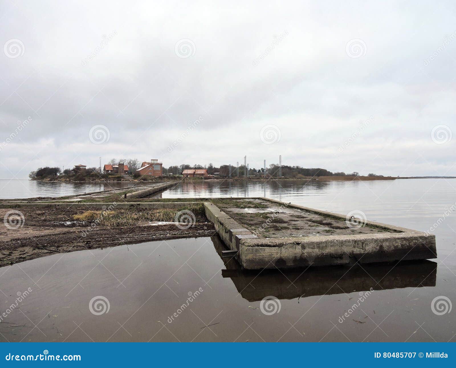 Ventes Ragas Cape and Pier, Lithuania Stock Image - Image of snow ...