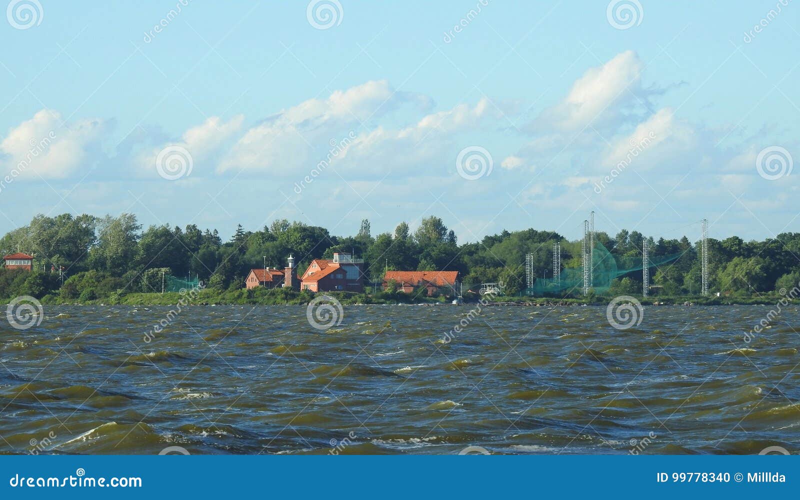 Ventes Ragas Lighthouse , Lithuania Stock Photo - Image of nets ...