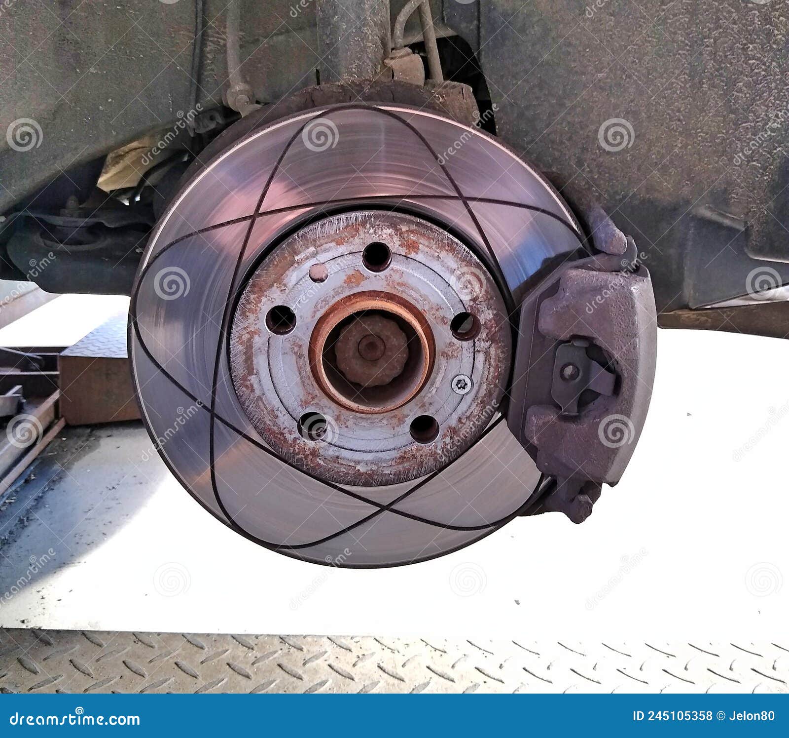 Ventilated Brake Disc Mounted on the Car Stock Photo - Image of dirty ...