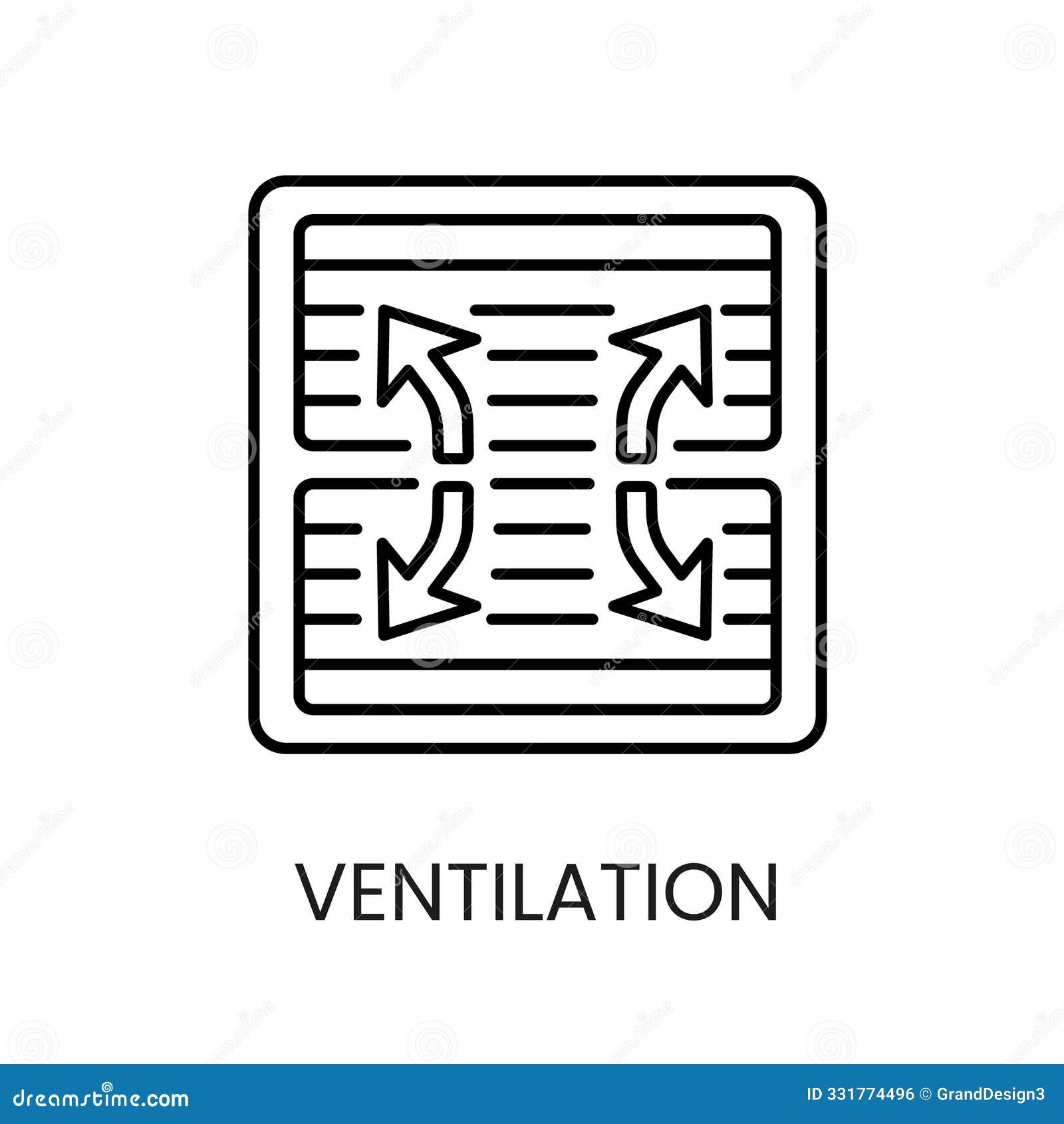 Ventilation and Air Conditioning Line Icon Vector with Editable Stroke ...
