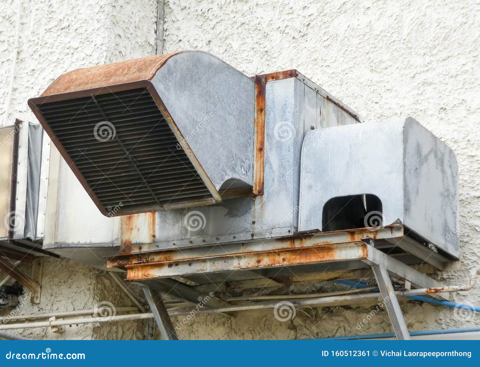 Ventilation and Air Conditioning Pipe Installed Outside the Building ...