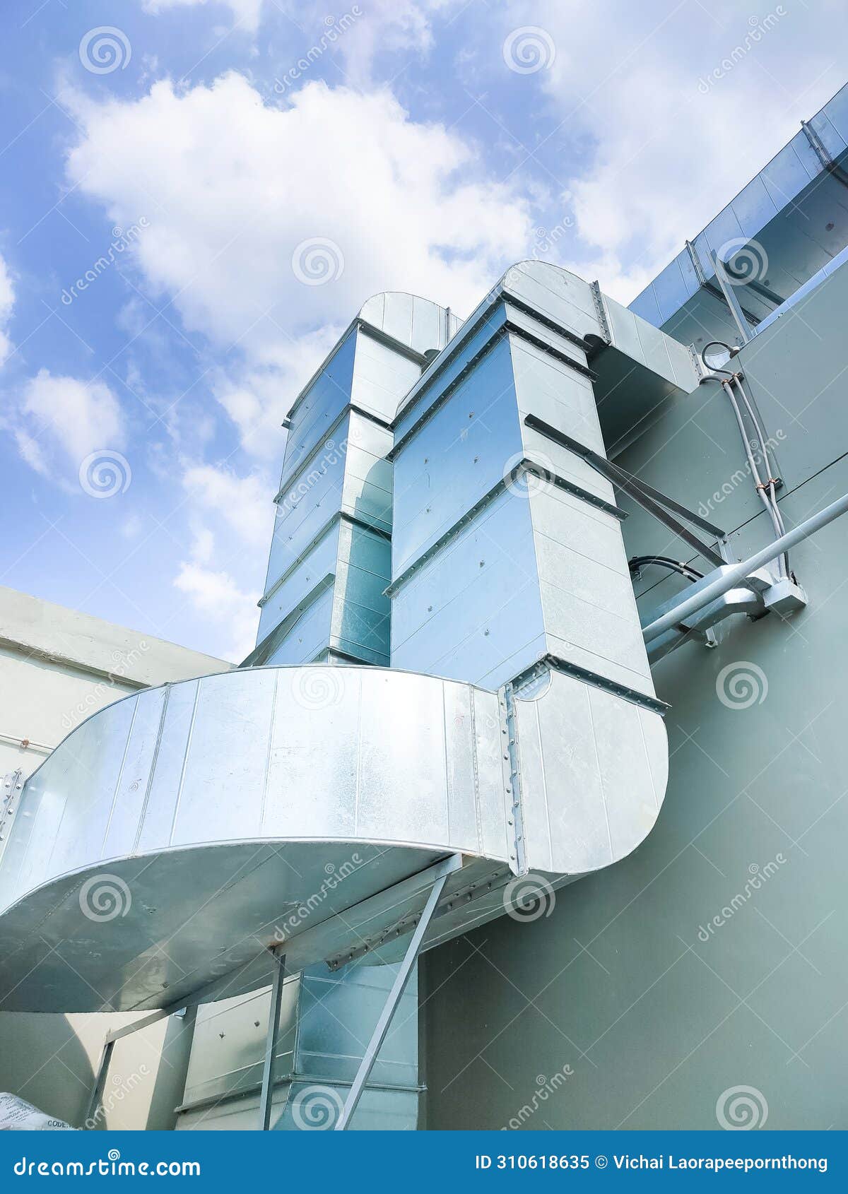 Ventilation and Air Conditioning Pipe Installed Outside the Building ...