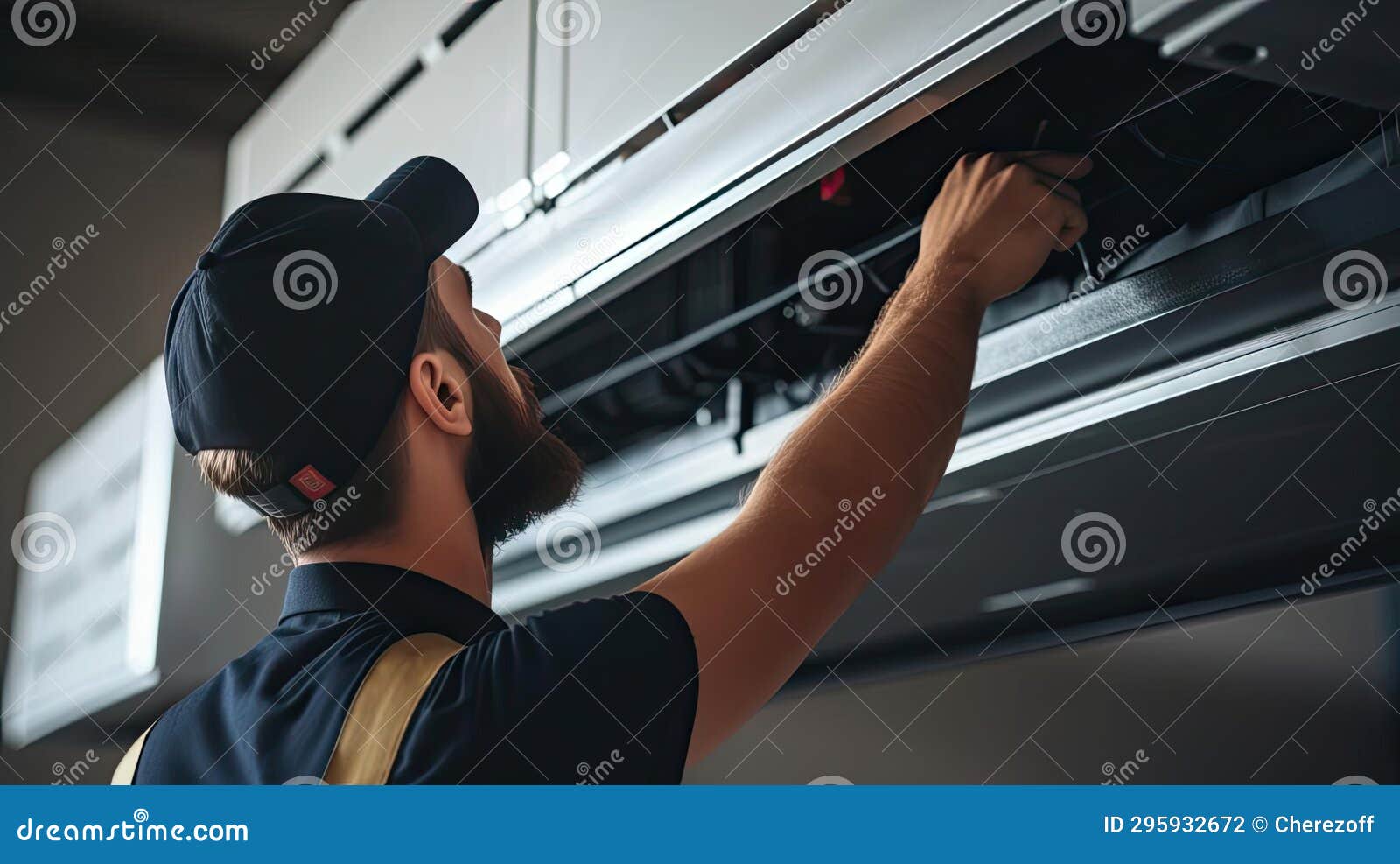 Ventilation and Air Conditioning Specialist at Work Stock Photo - Image ...