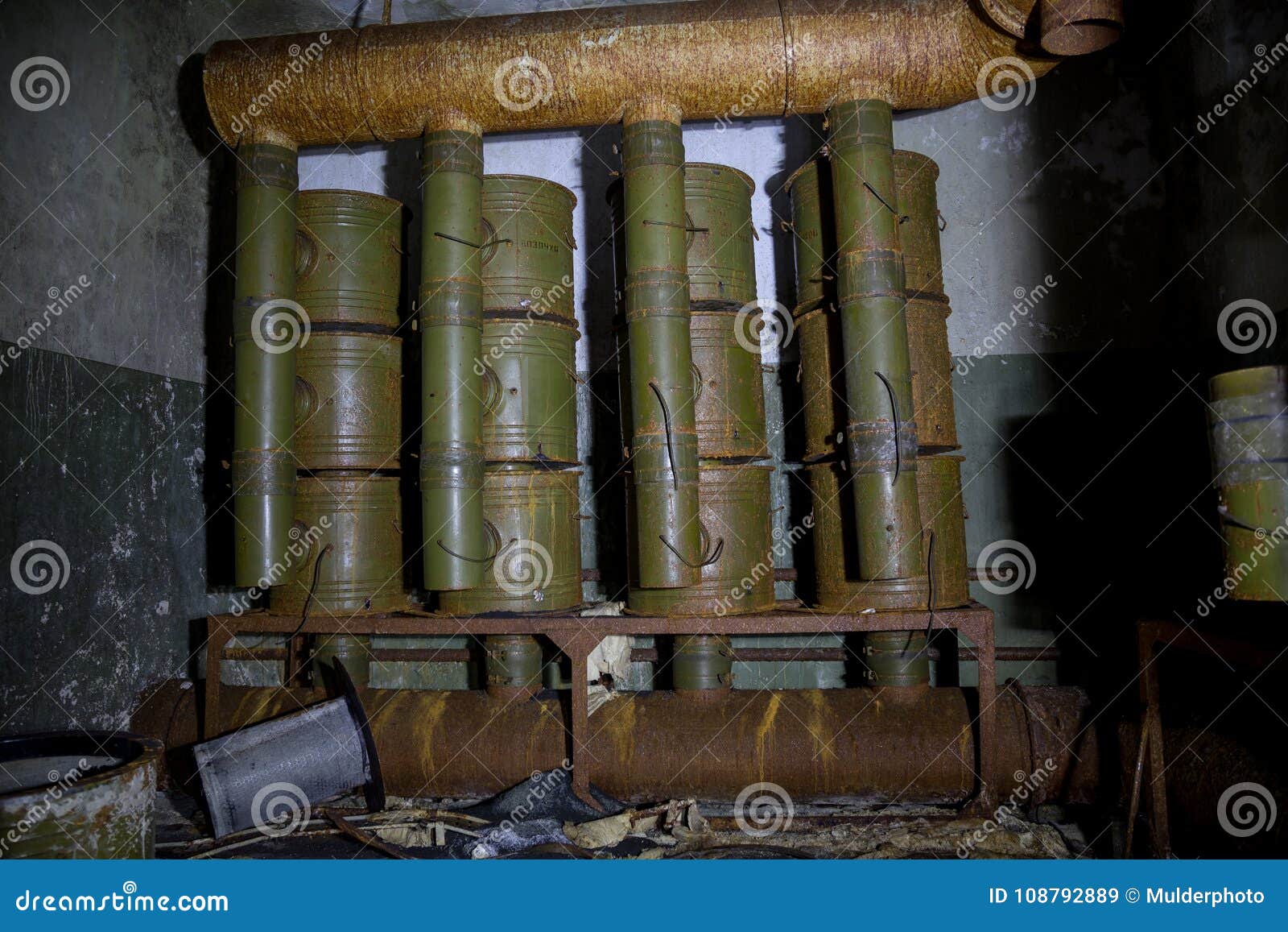 Ventilation Chamber in Abandoned Soviet Bunker. Rusty Filter ...