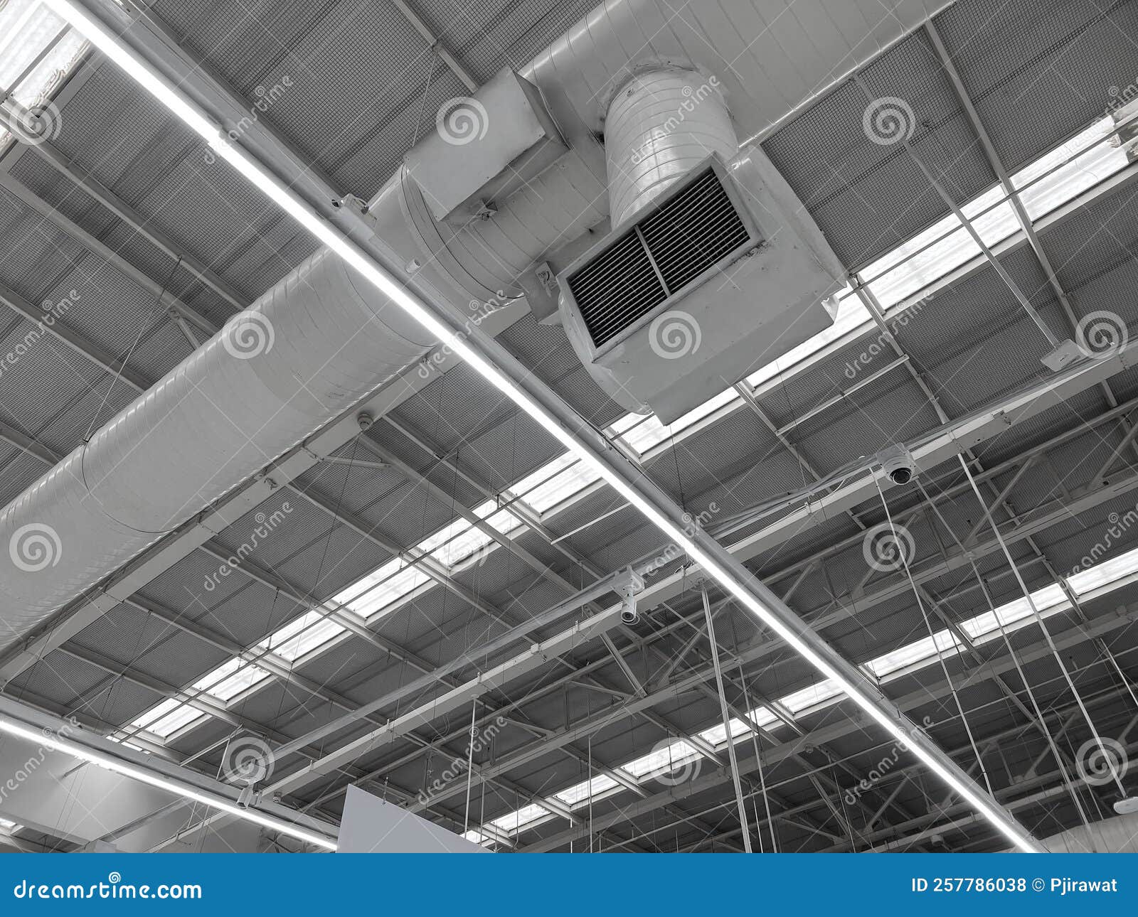 Ventilation Cooling Pipe Systems Under the Ceiling in an Industrial ...